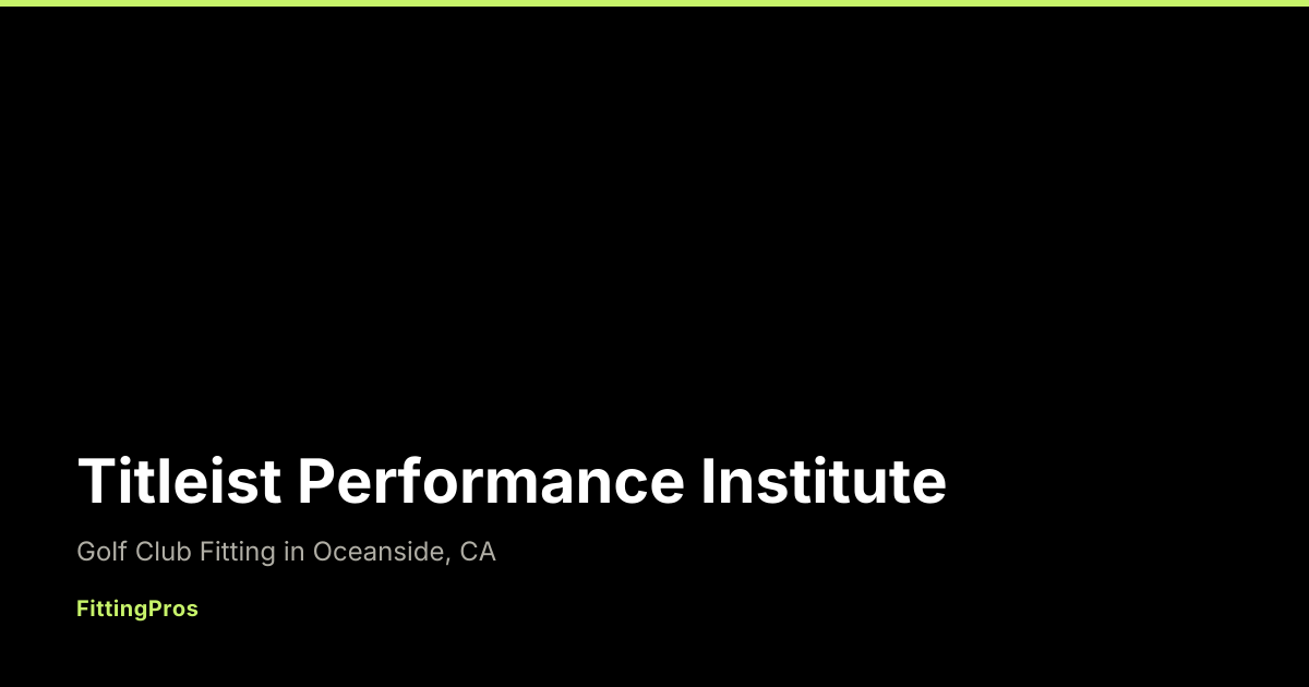 Titleist Performance Institute | Golf Club Fitting & Player Analysis in ...